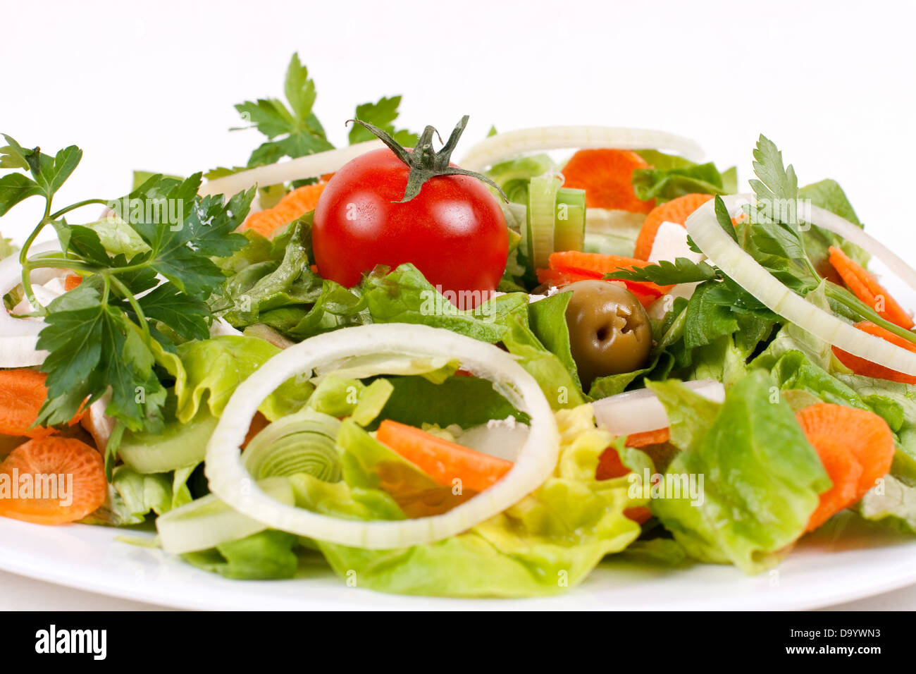 Healthy food by mix vegetable with focus on tomato Stock Photo - Alamy
