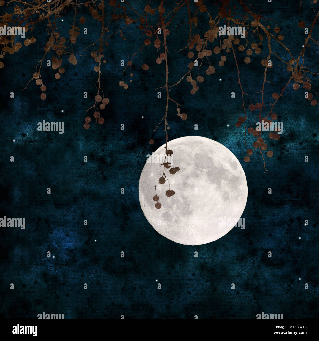 full moon collage with paper texture Stock Photo - Alamy