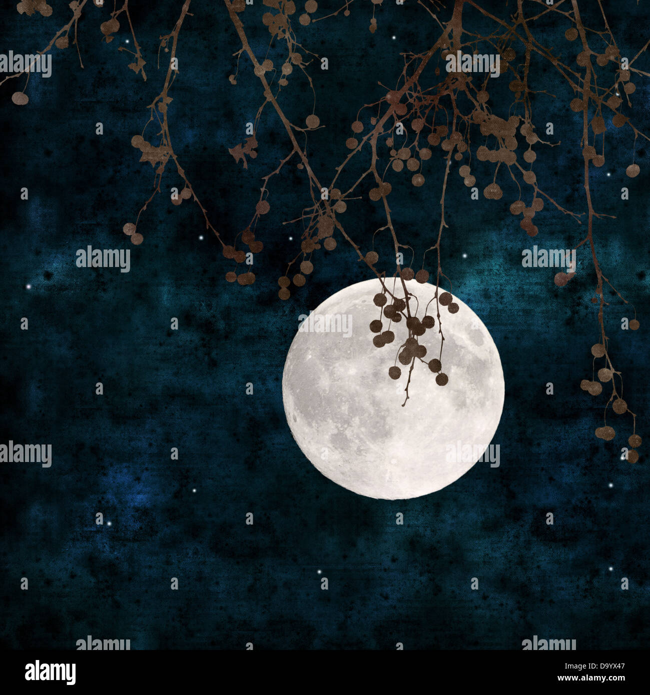full moon collage with paper texture Stock Photo - Alamy
