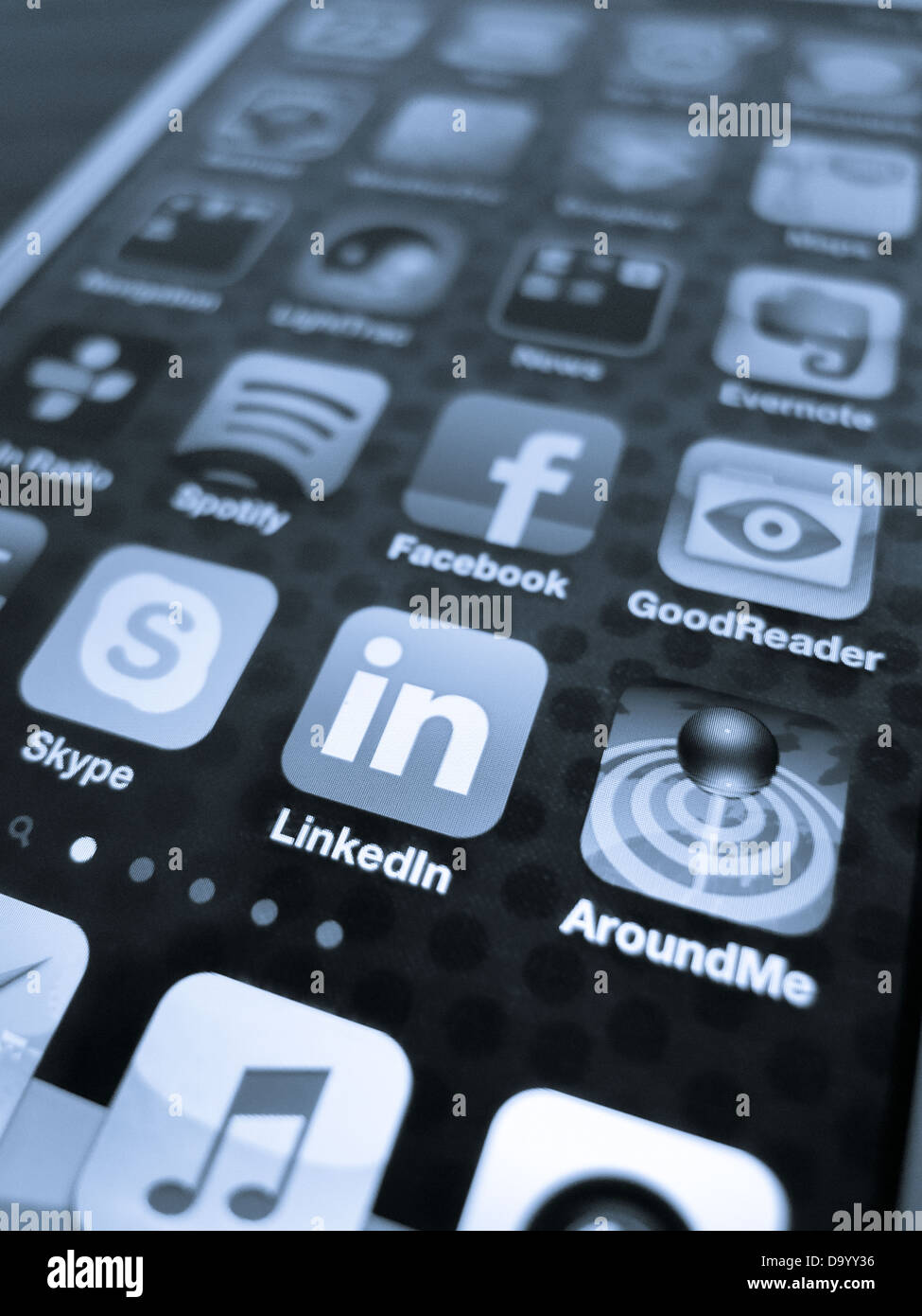 Detail of new smart phone screen showing many app icons Stock Photo - Alamy