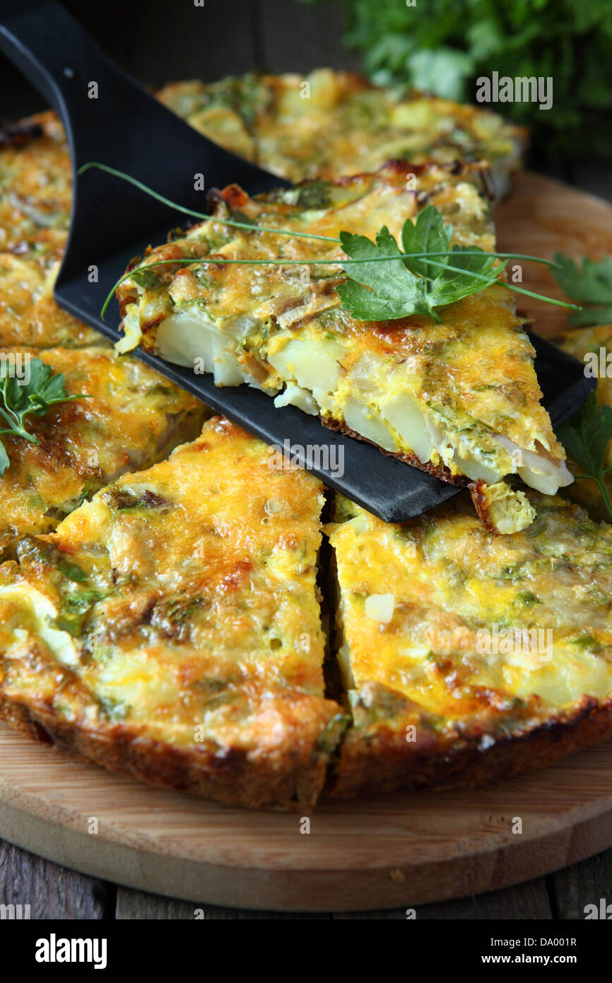 vegetable pie with eggs, food close up Stock Photo - Alamy