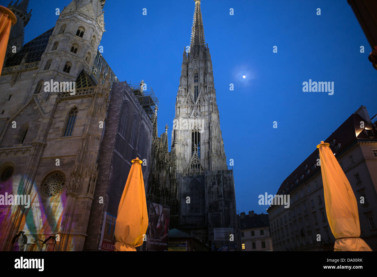 Stephansdom church tower at night in Vienna, Austria Stock Photo - Alamy