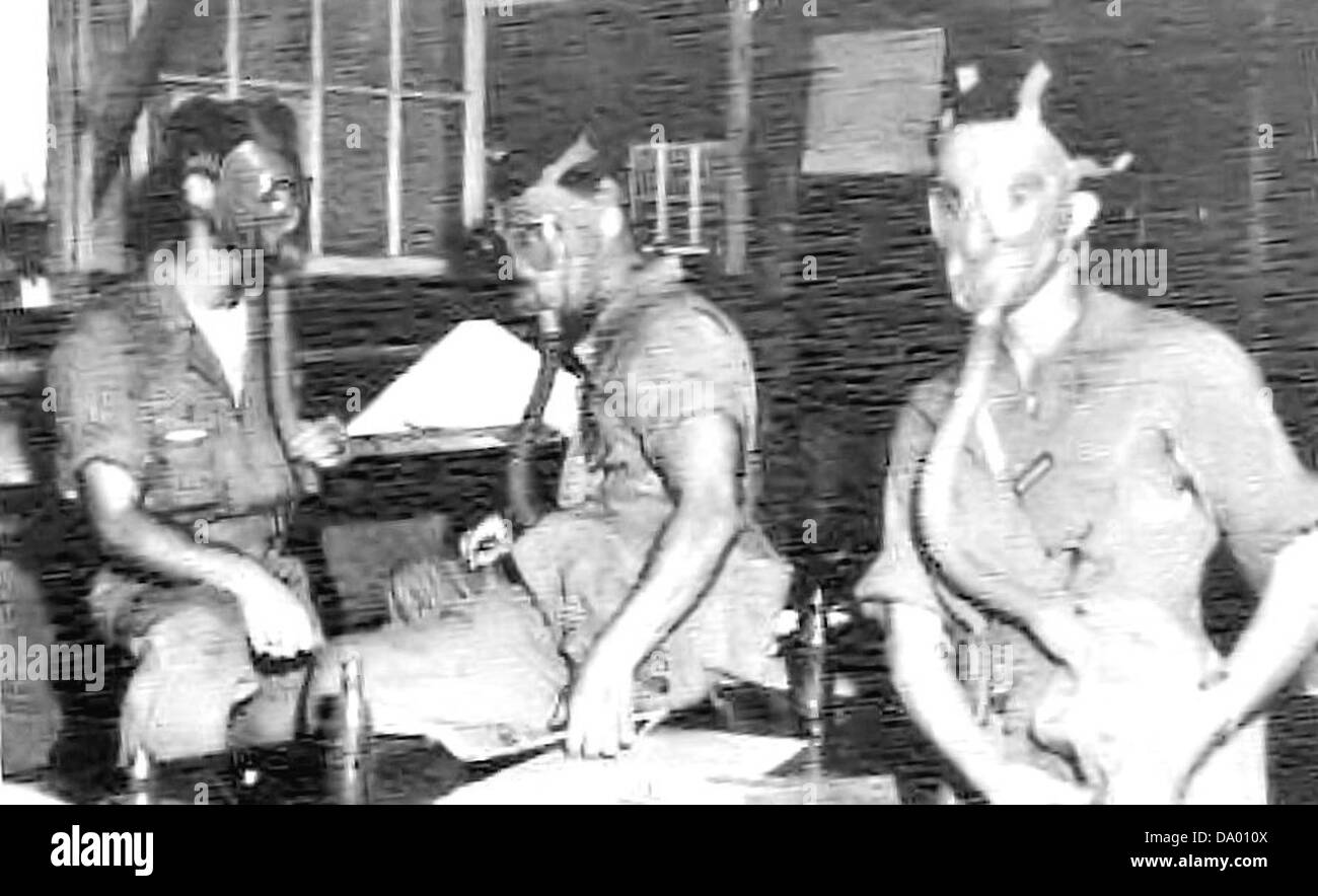 Gas mask training exercises Black and White Stock Photos & Images - Alamy