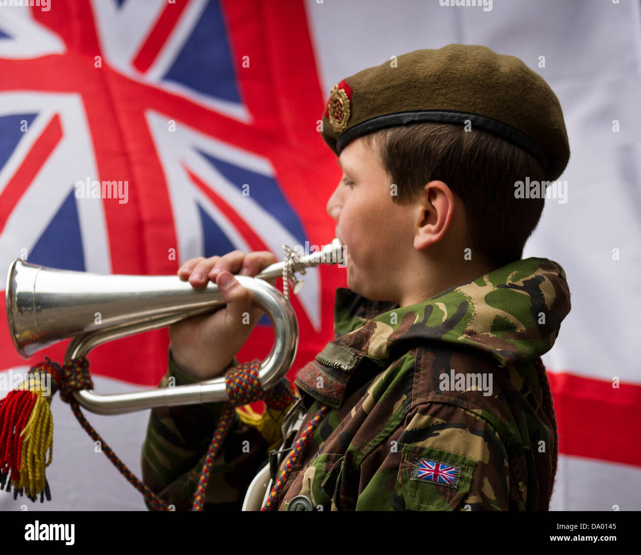 Lancaster, UK 29th June, 2013. Liam Sanders, 13 from Preston, Bugler in ...