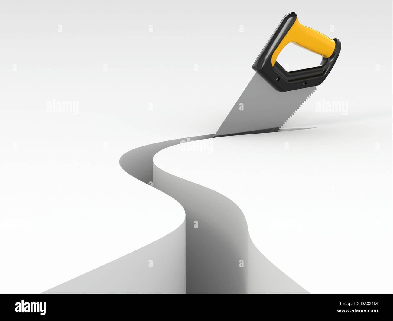 Sawing. Handsaw on white background. Three-dimensional image Stock ...