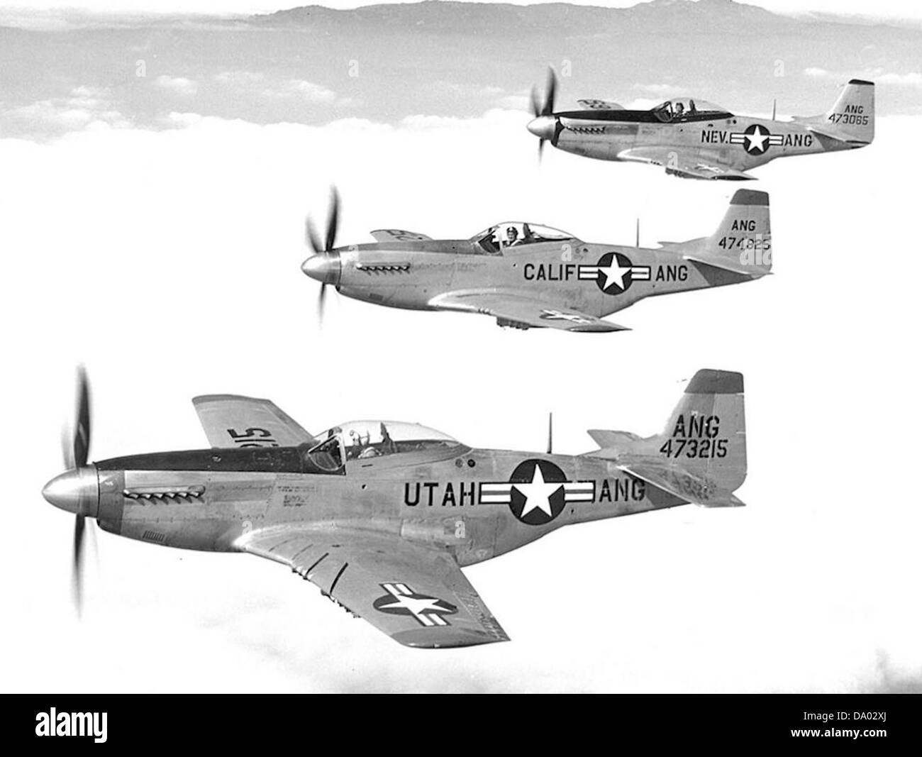 The 144th Fighter Group, shown in this image, flies three F-51 Mustang ...
