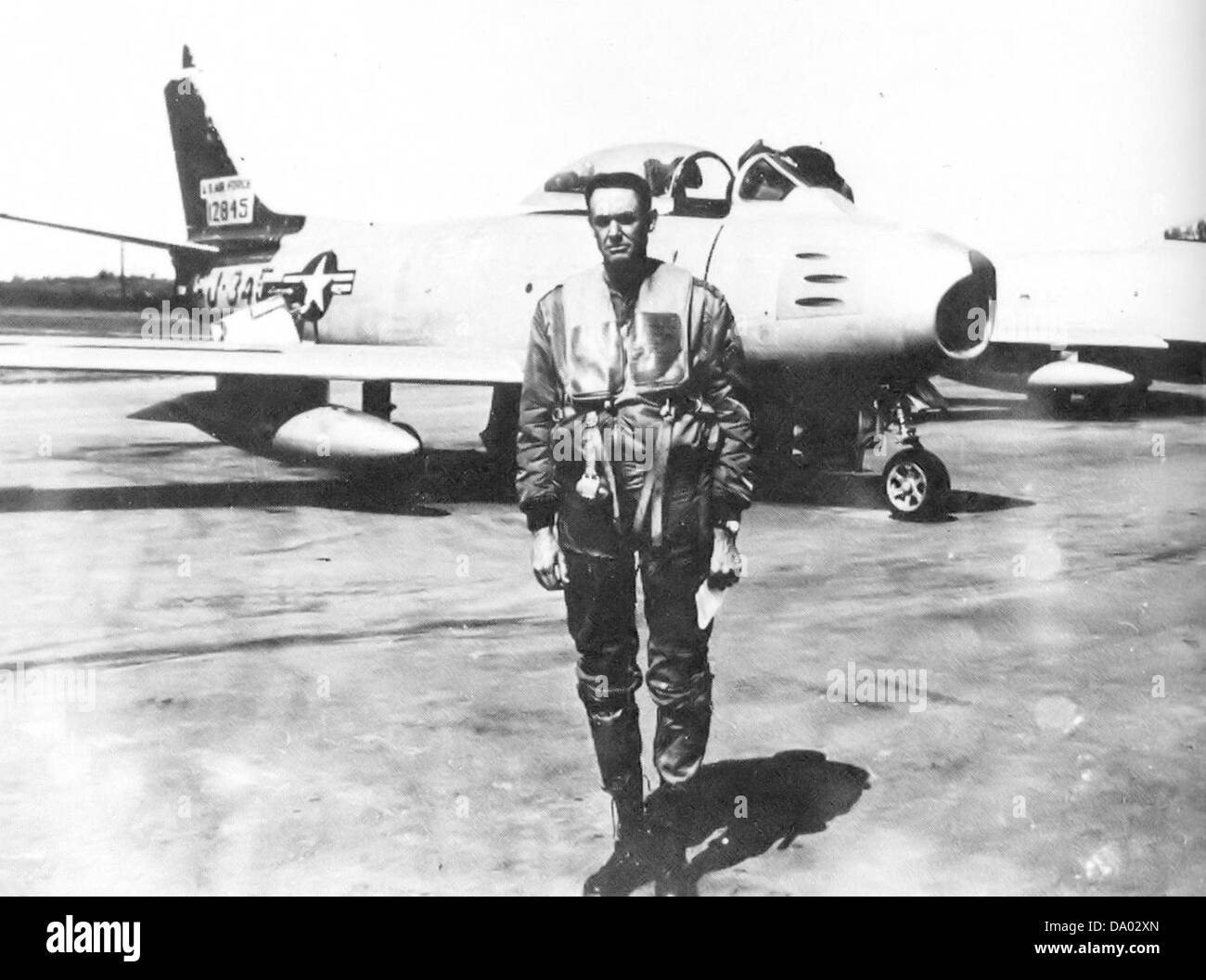 The North American F-86E Sabre, tail number 51-2845, was flown by the ...