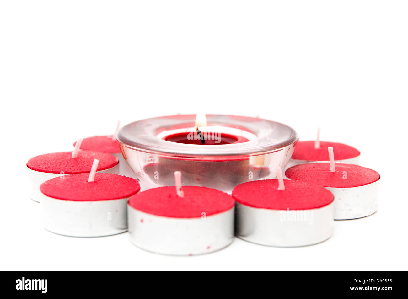 red candles on a white background Stock Photo - Alamy