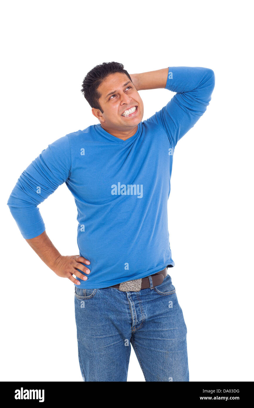 young indian man looking confused isolated on white Stock Photo - Alamy