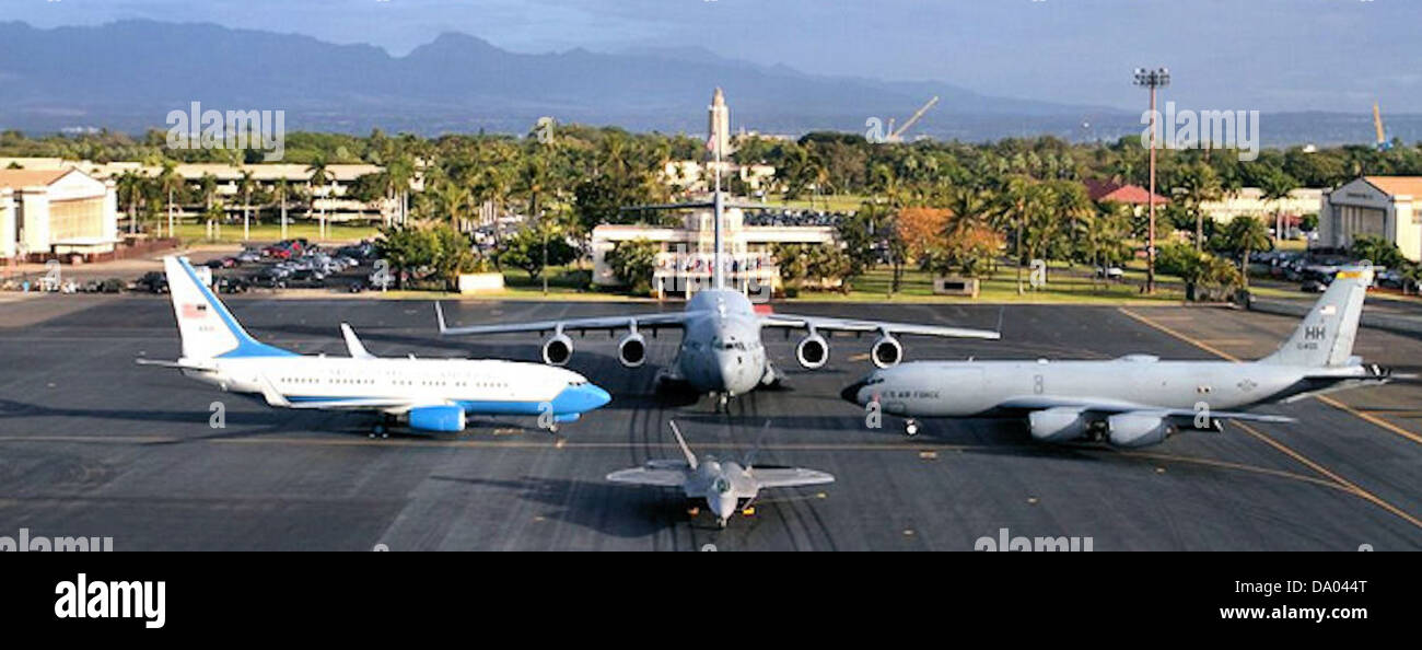 A historical group photo of Hawaii Air National Guard aircraft ...