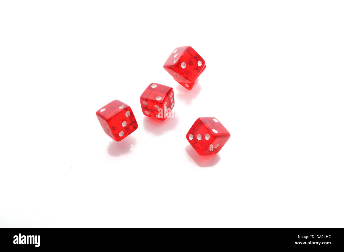 Five red dice, isolated on white background Stock Photo - Alamy