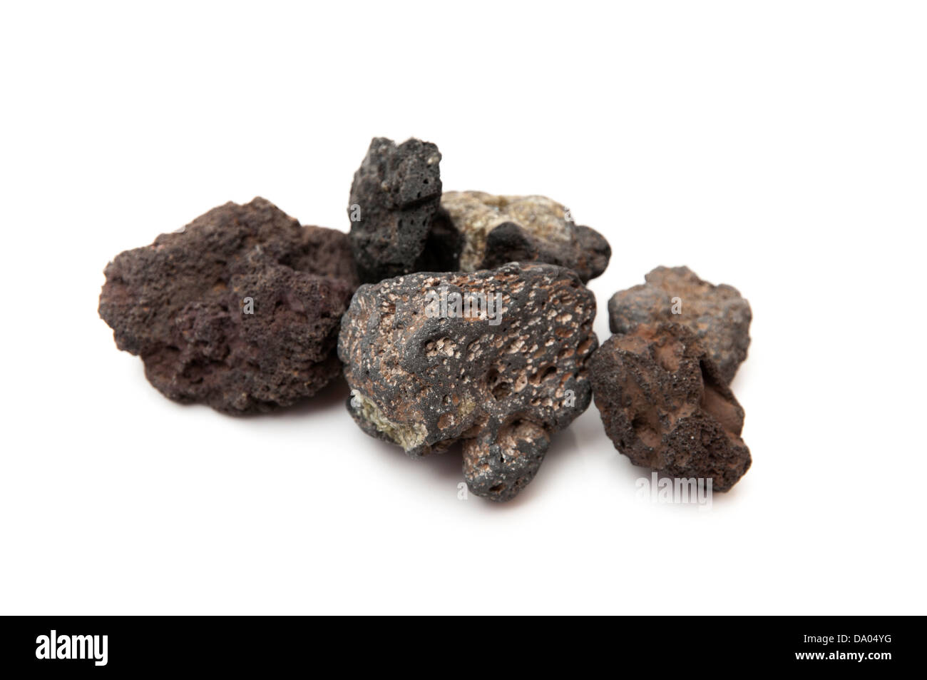 Volcanic stones on a white background Stock Photo - Alamy