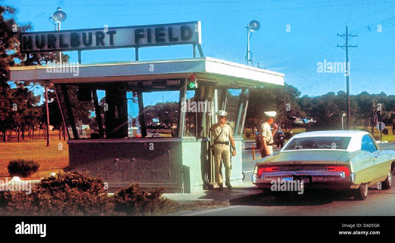 A photograph of the main gate at Hurlburt Field, taken in 1967 ...