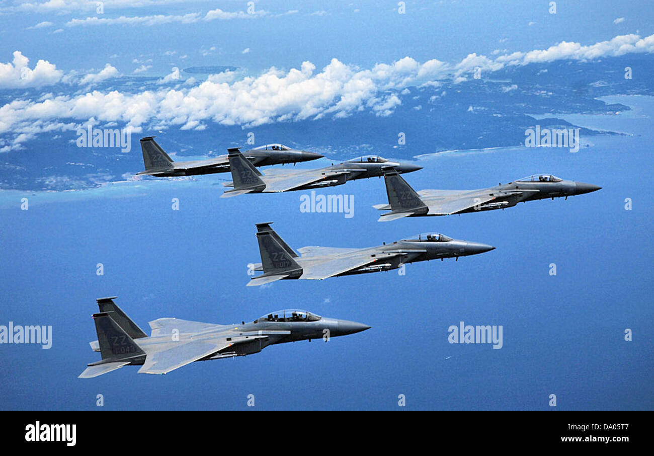 F-15 Eagles from the 18th Operations Group in flight. The F-15 is a highly versatile, twin ...