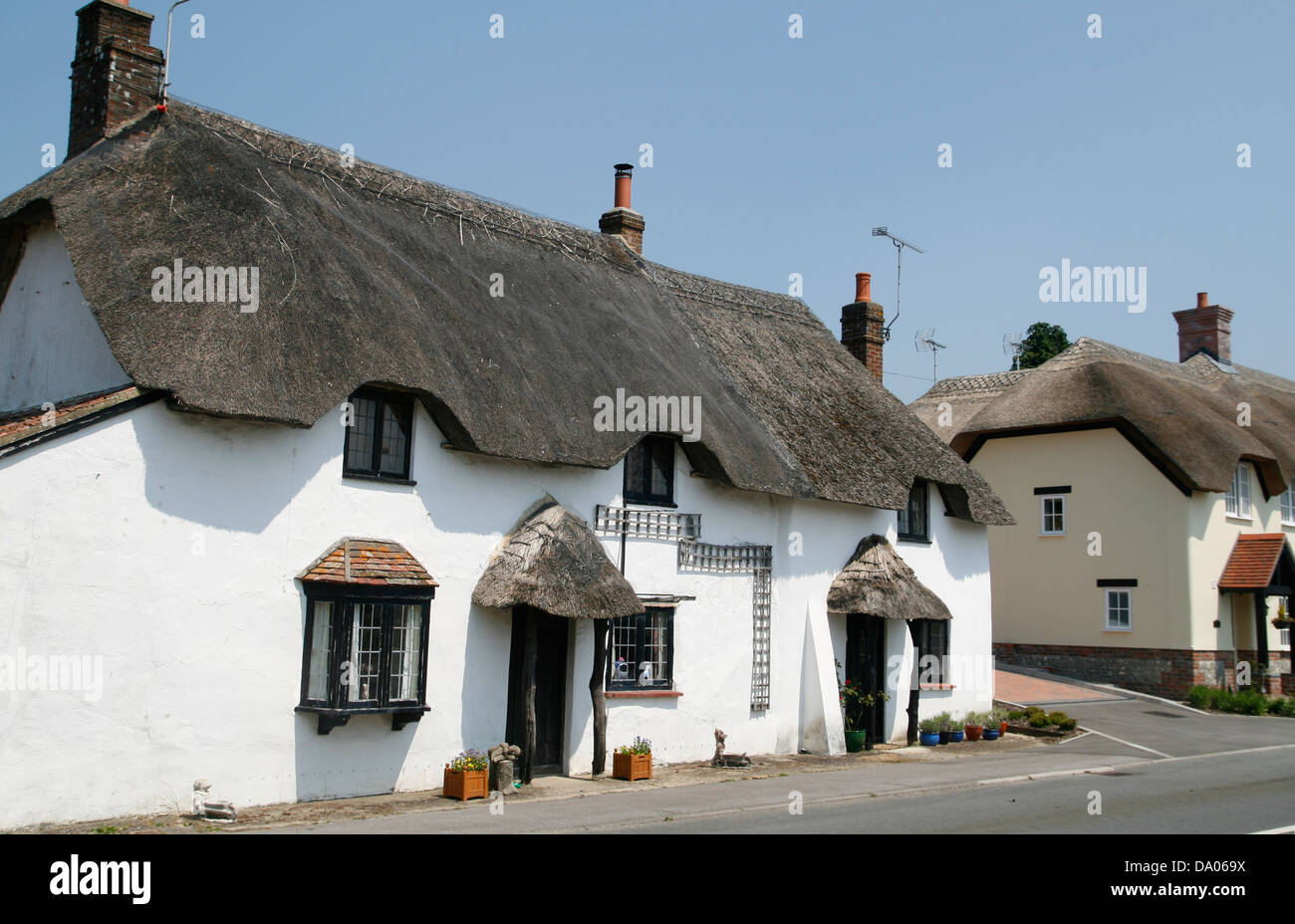 thatched cottages Tolpuddle Dorset England UK Stock Photo - Alamy