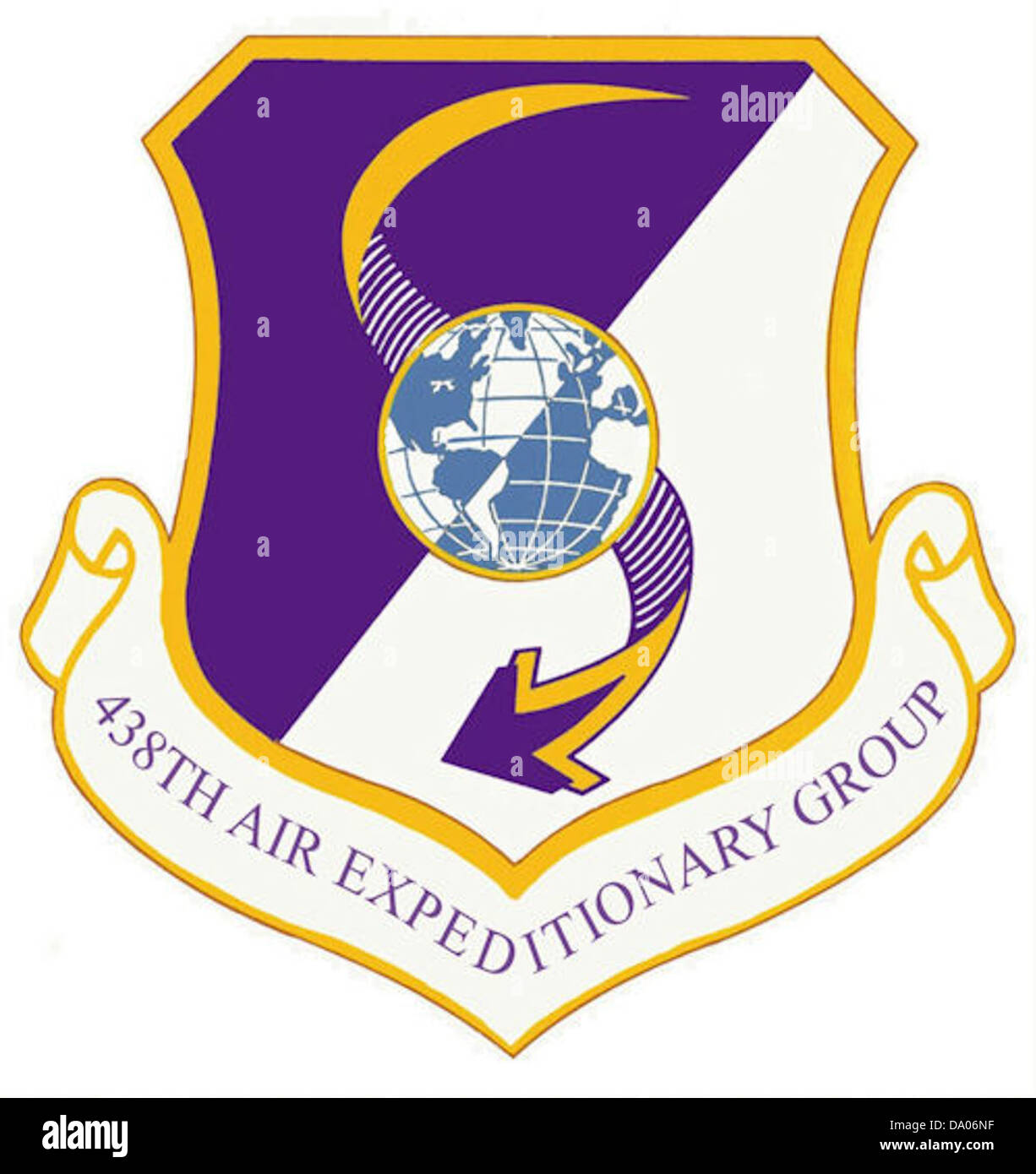 This image shows the emblem of the 438th Air Expeditionary Group, a ...