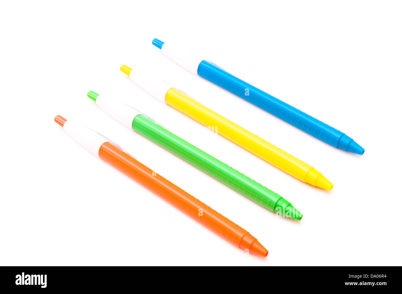 colored pens on a white background Stock Photo - Alamy