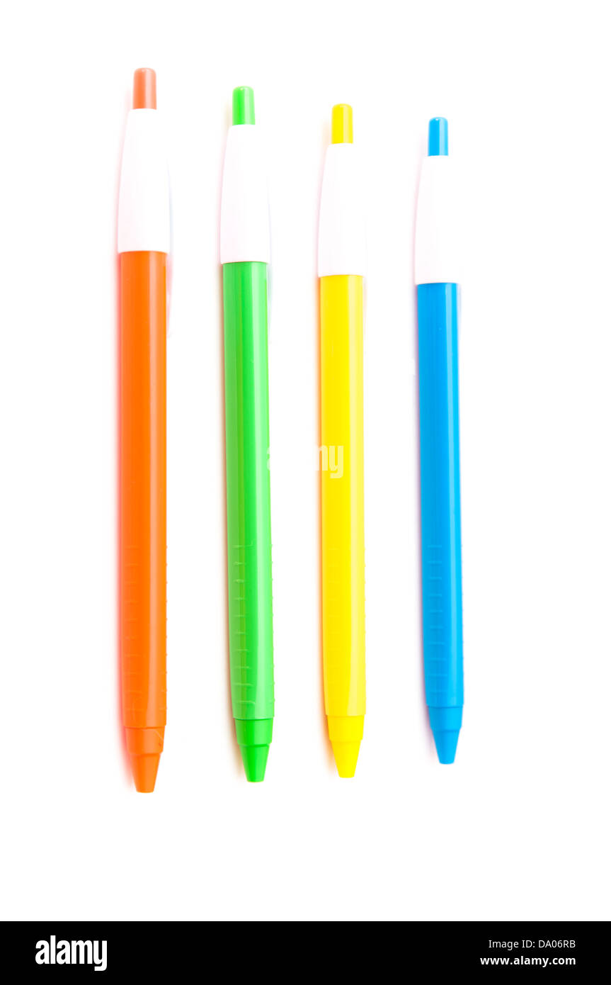 colored pens on a white background Stock Photo - Alamy