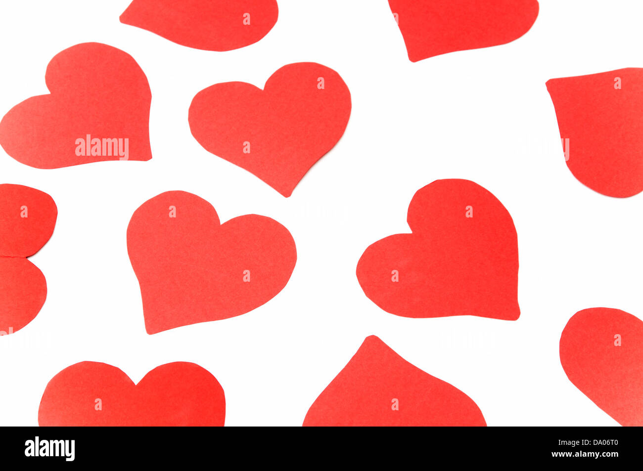 background of red hearts on white background Stock Photo - Alamy