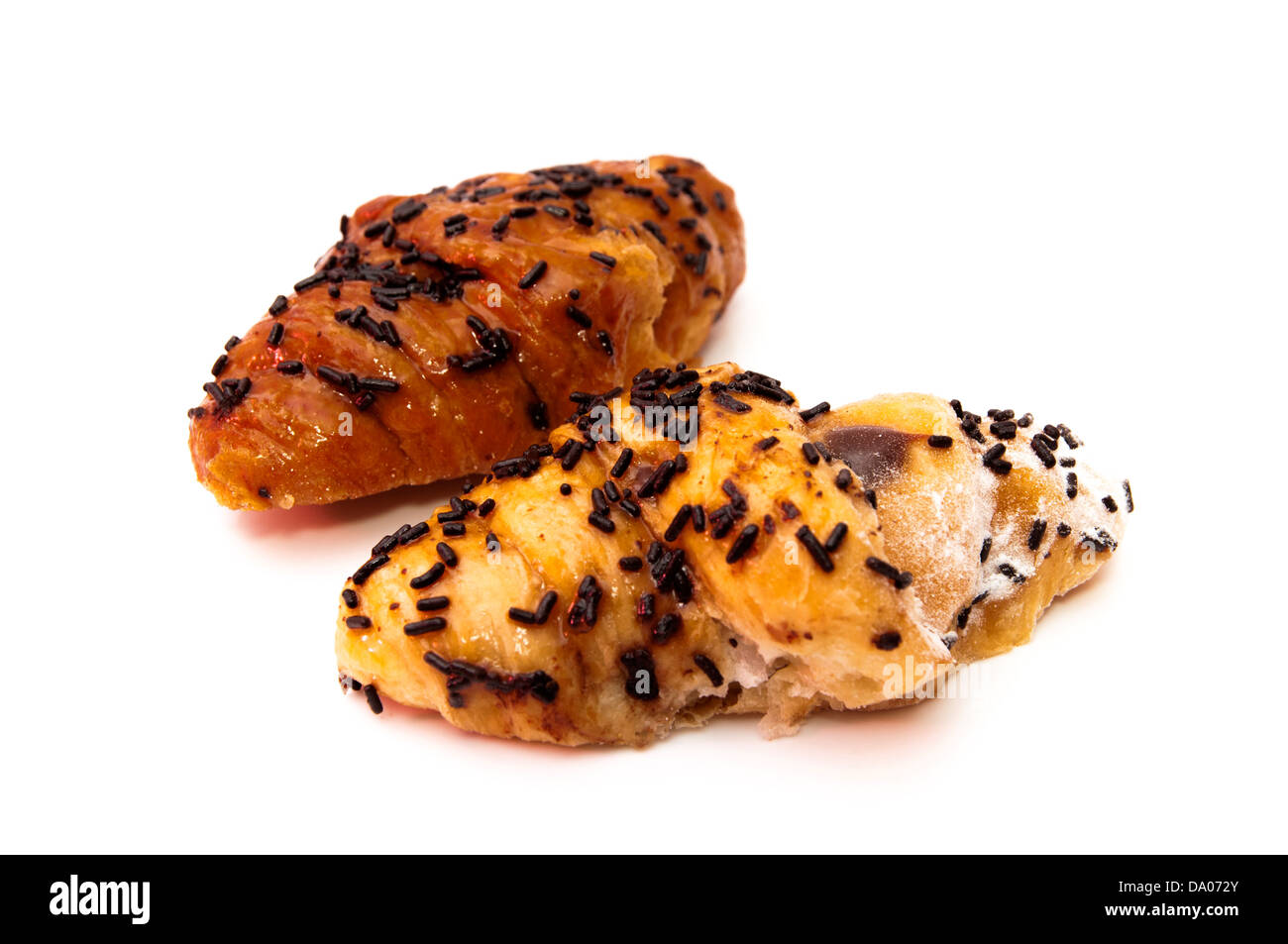 chocolate croissants on a white background Stock Photo - Alamy