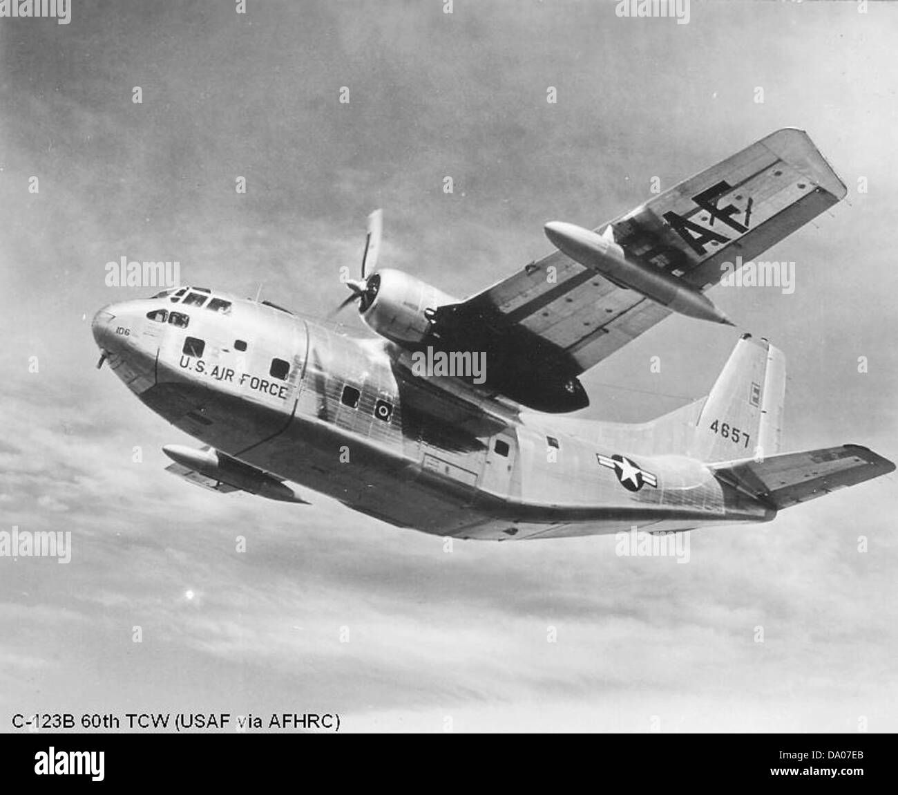 The C-123 aircraft from Dreux Air Base is depicted in this image. The C ...
