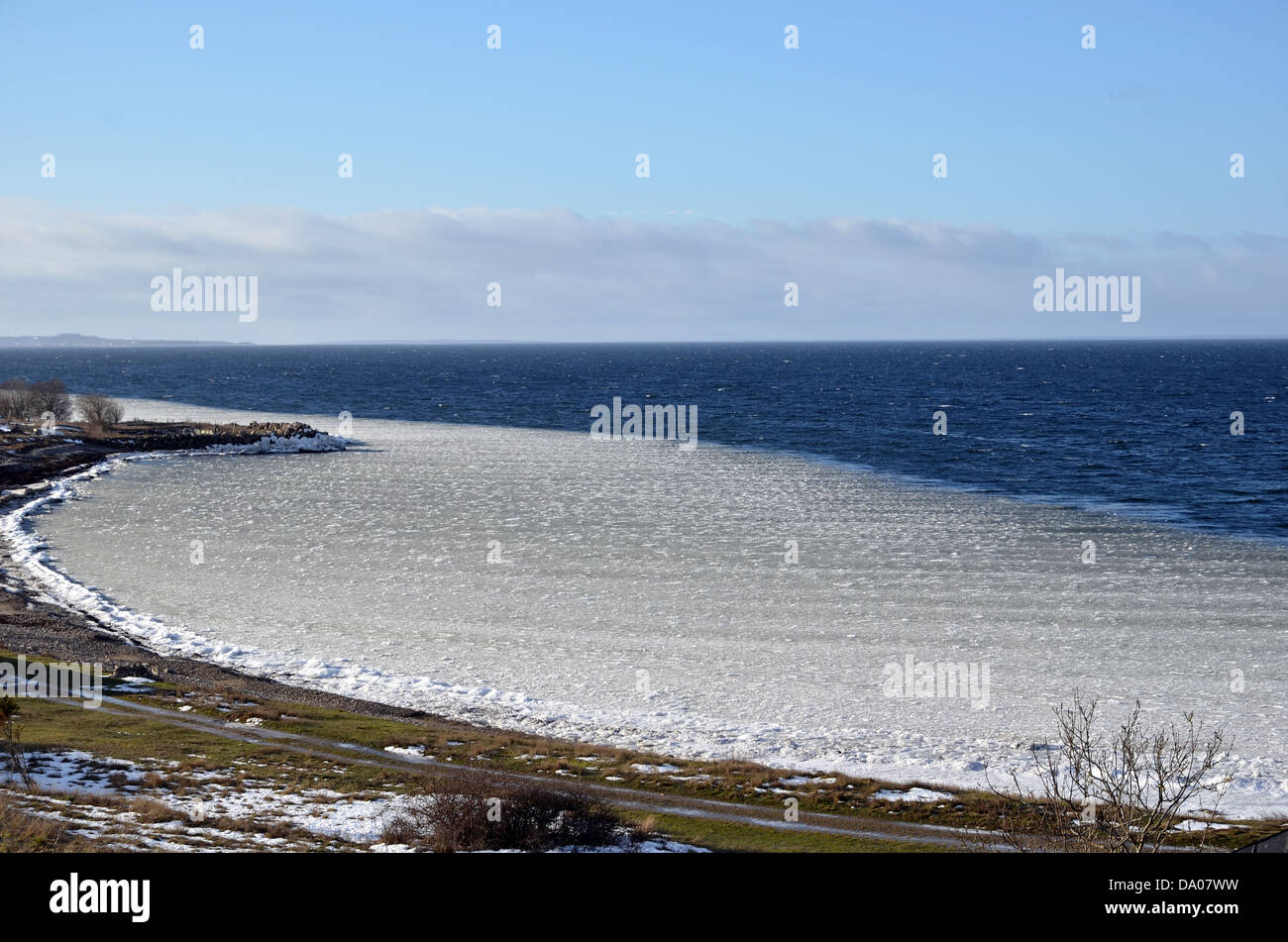 Floating ice in a bay Stock Photo - Alamy