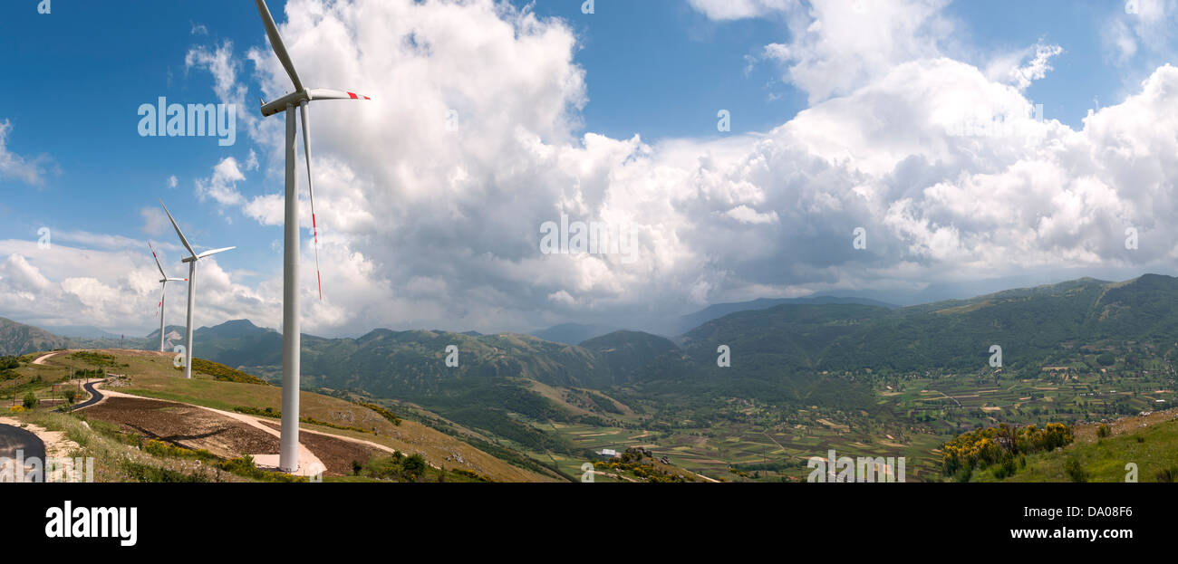 overview of wind turbines in Salerno in Italy Stock Photo - Alamy