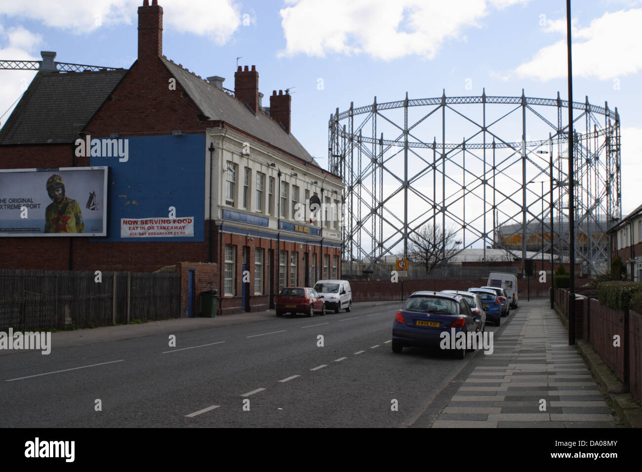 view down corporation road, hendon. Shows the Blue House Pub, and one ...