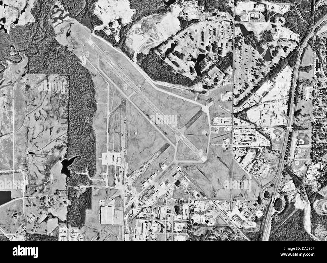 Aerial view of Hesler-Noble Airport in 1996, taken by the USGS. The ...