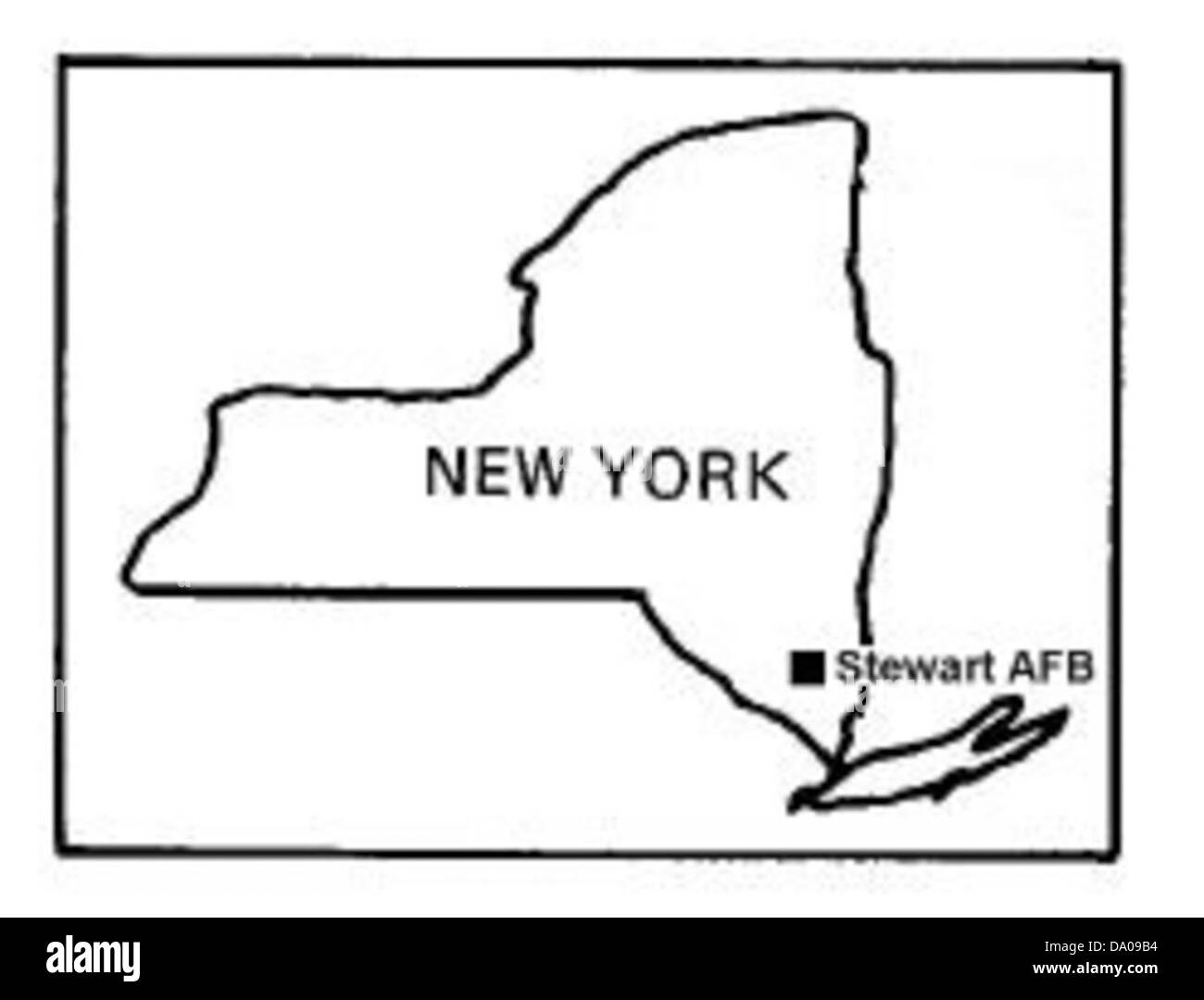 A topographic map of Stewart Air Force Base, showing its layout and ...
