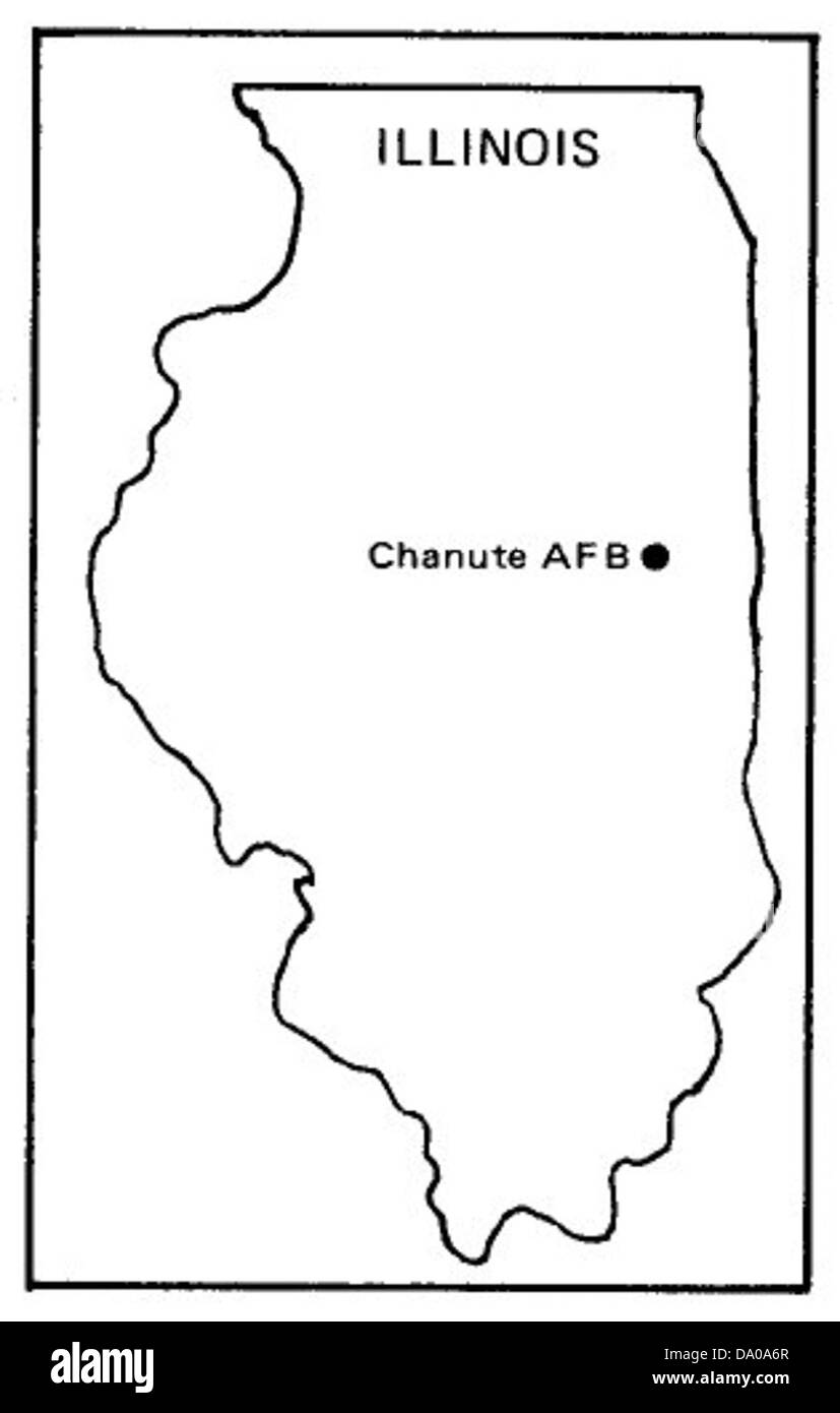 The map of Chanute Air Force Base shows the layout of the base, which ...