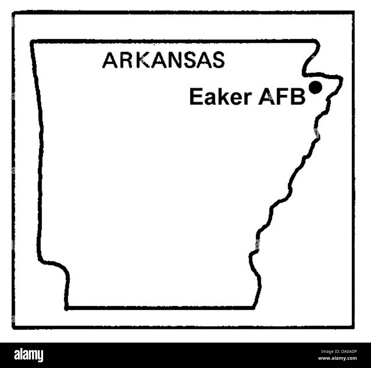 This map of Eaker Air Force Base shows the layout of facilities and ...