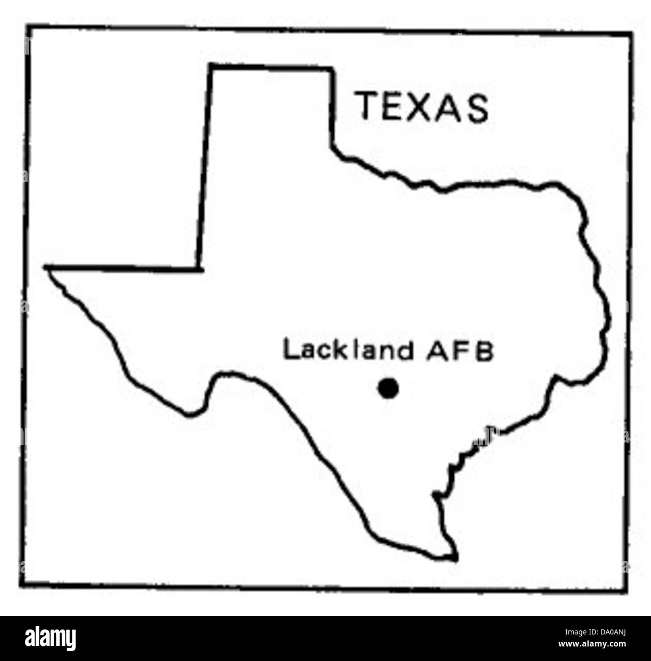 A map of Lackland Air Force Base, Texas, showing the layout of its ...