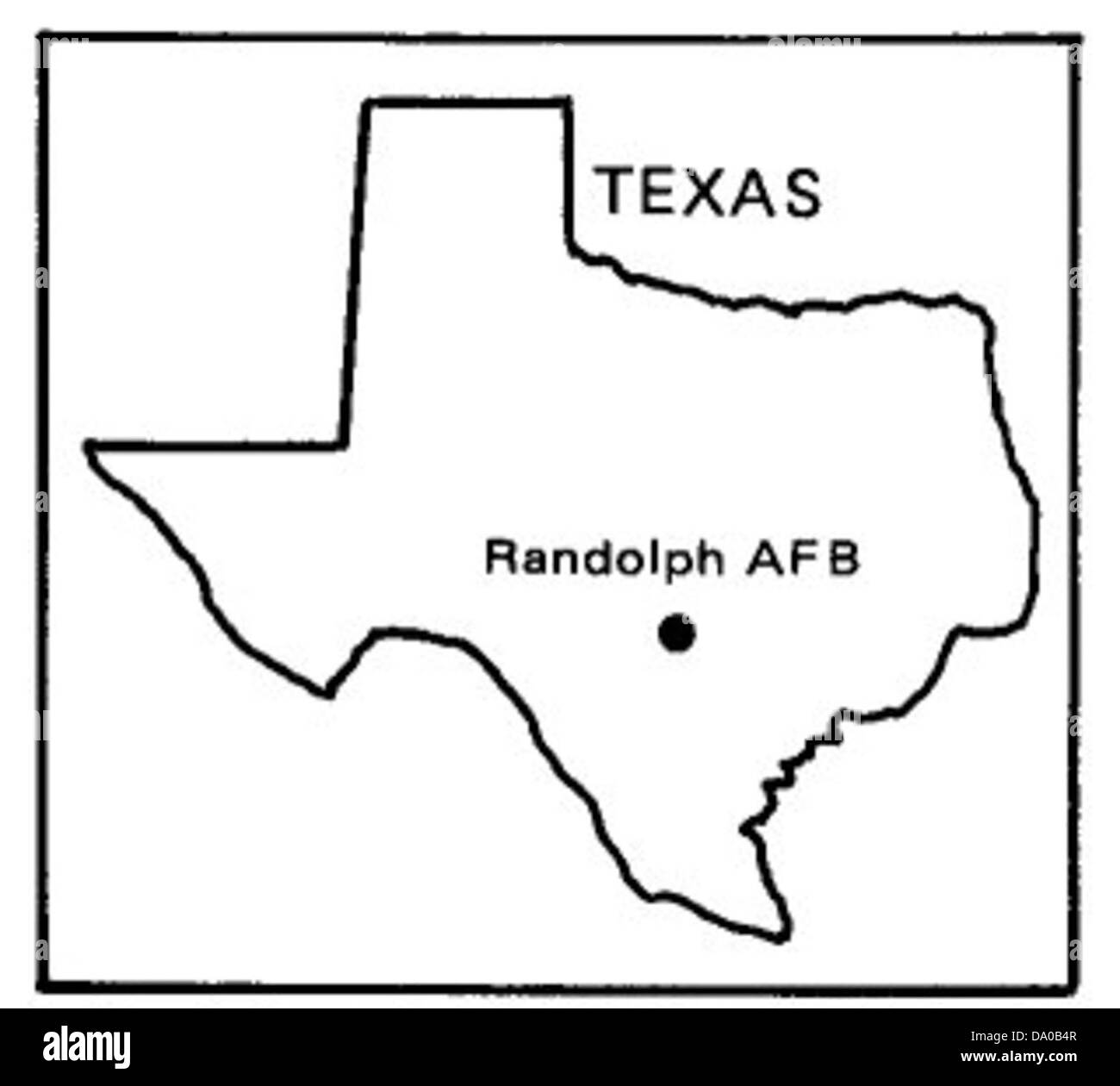 A map of Randolph Air Force Base, Texas, illustrates the layout and ...