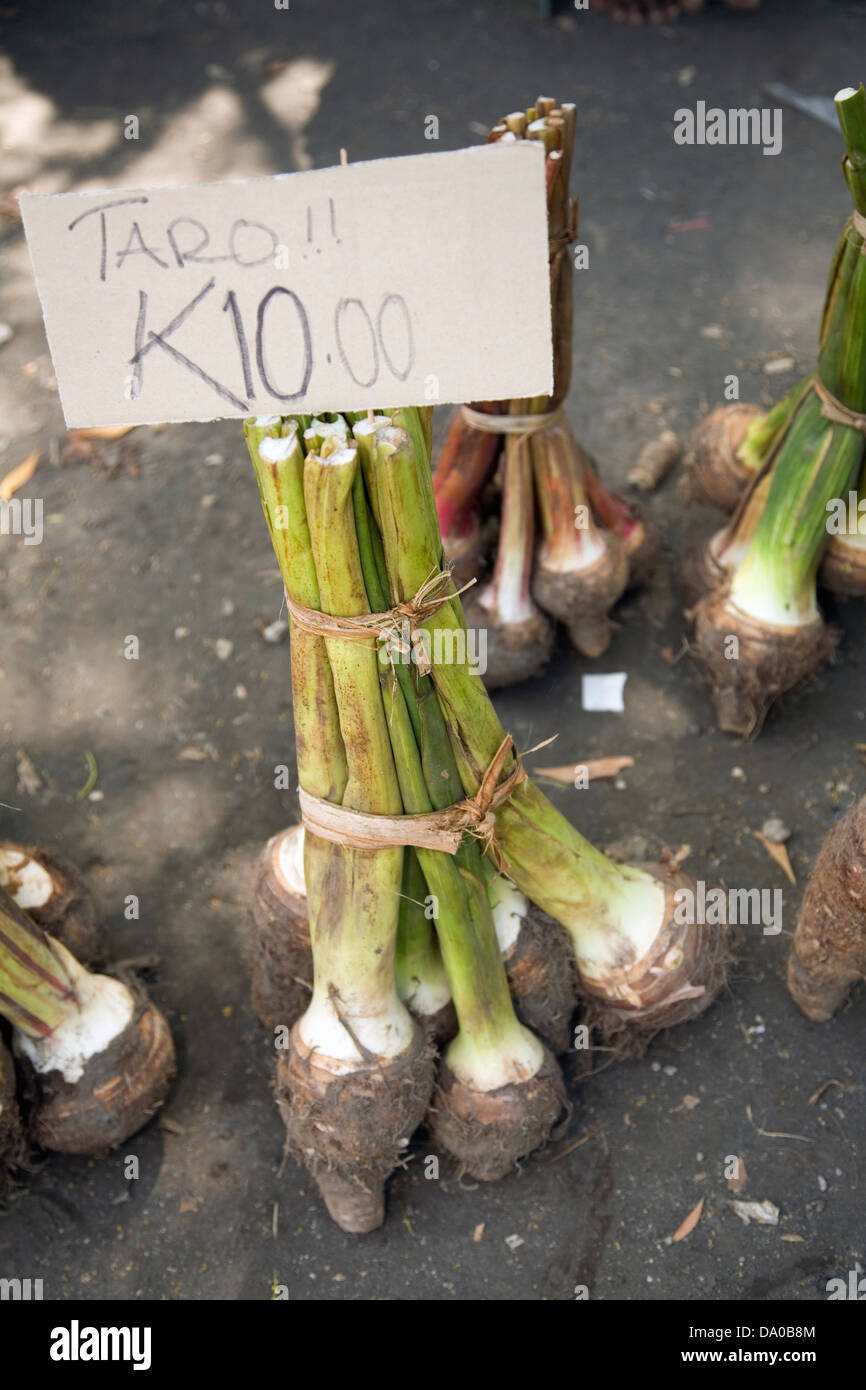 Taro display at busy Page Park Market in Rabaul, New Britain Island ...