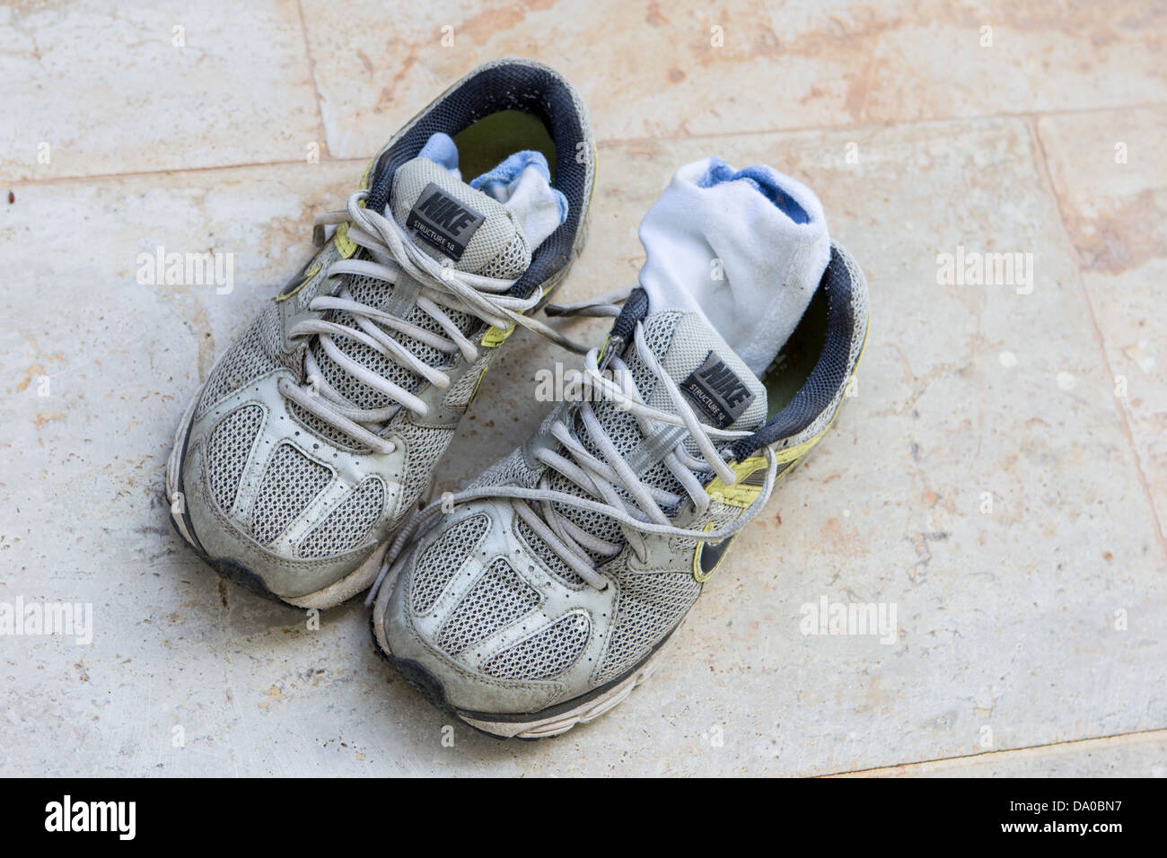 Running shoes with socks Stock Photo - Alamy