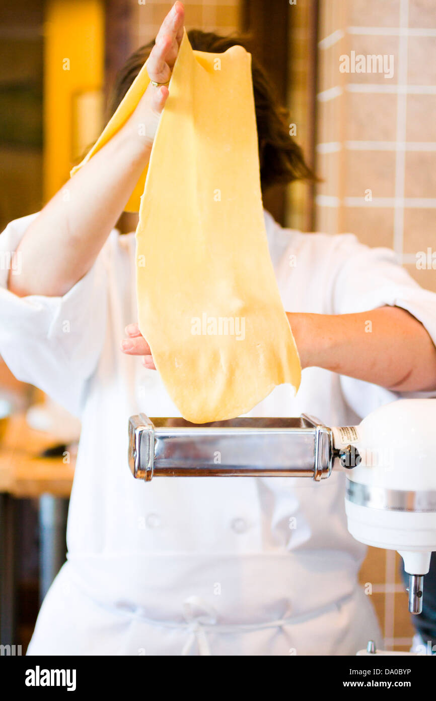 Learning how to make fresh spaghetti from scratch Stock Photo - Alamy