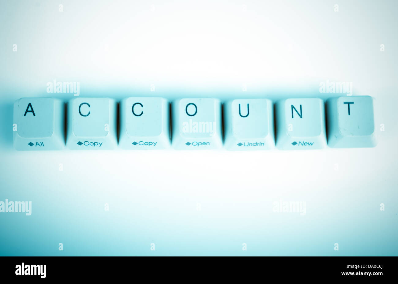 Account word written with computer buttons Stock Photo - Alamy