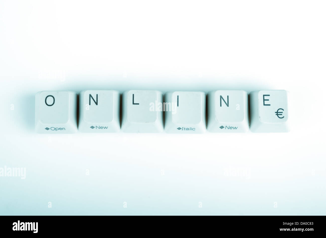 Online word written with computer buttons Stock Photo - Alamy