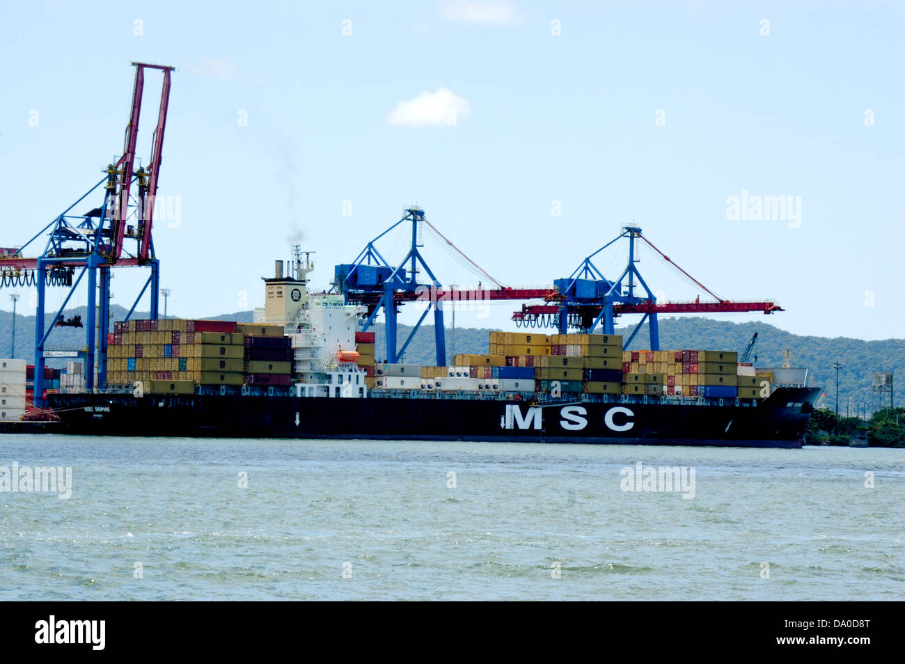 msc container ship loading and unloading cargo containers in ...