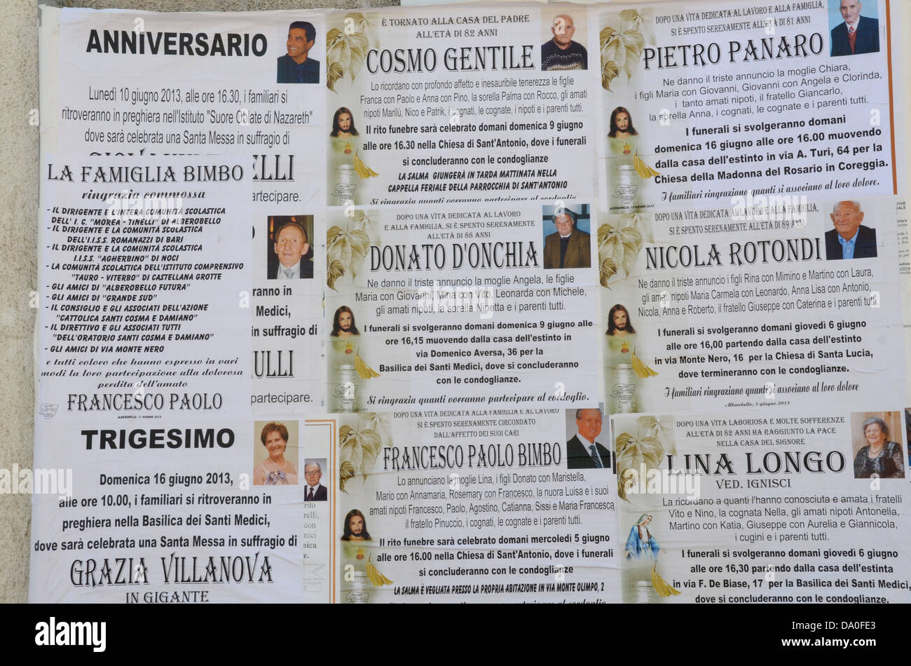 Death notices in Italy Stock Photo - Alamy