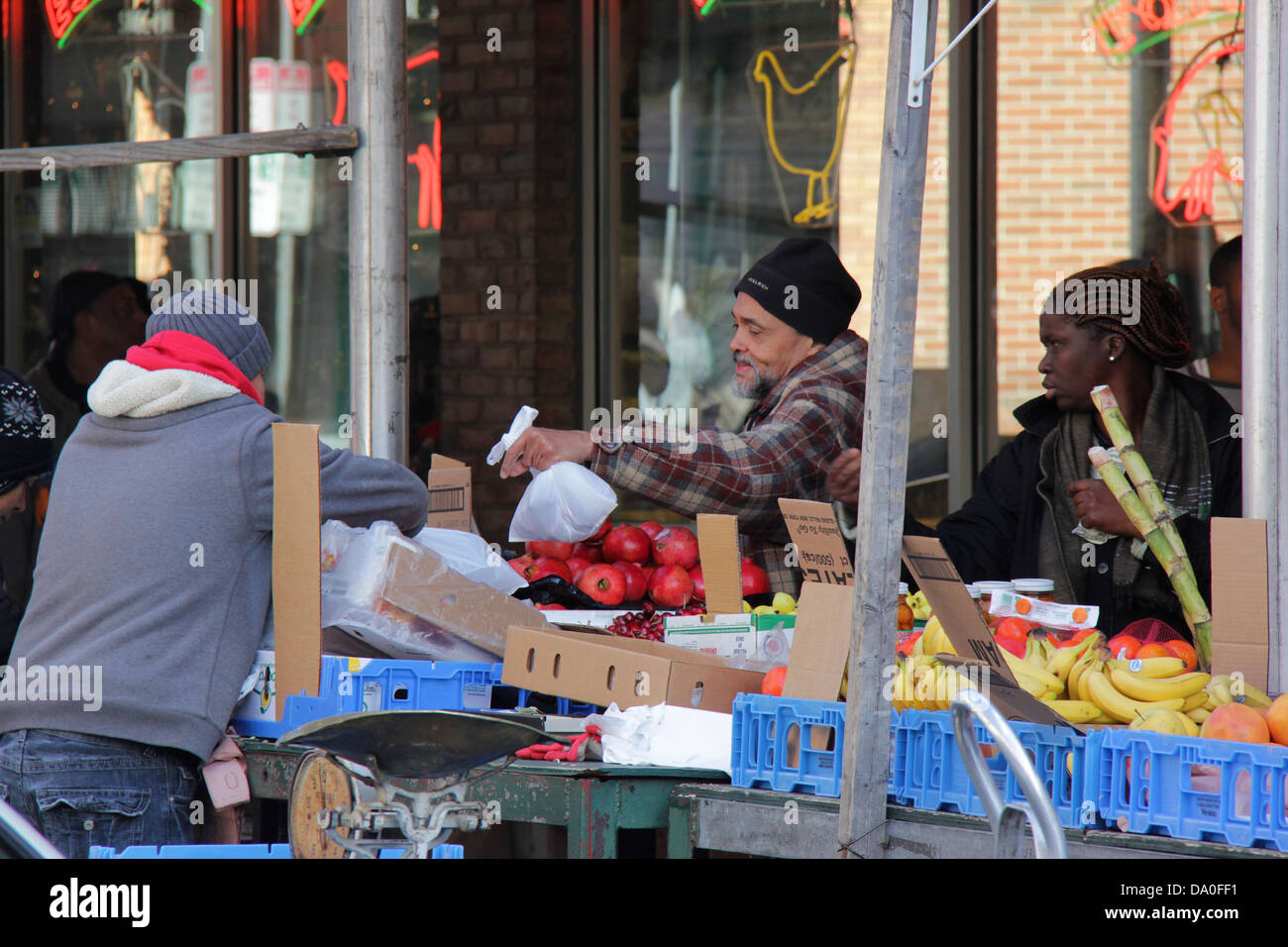 Philadelphia 9th Street Italian Market view of people buying food Stock ...