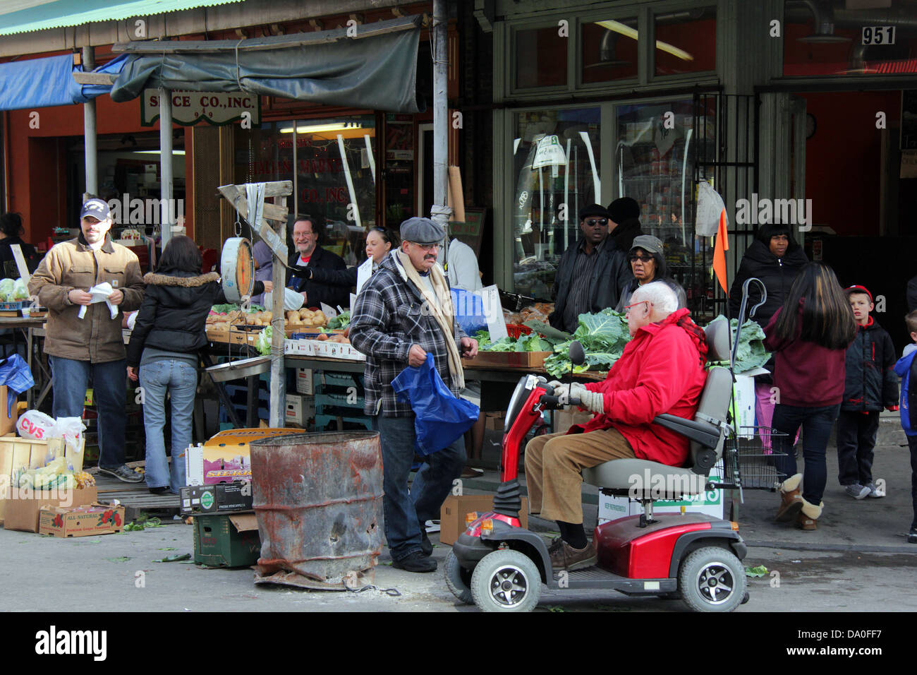 Philadelphia 9th Street Italian Market view of people shopping ...