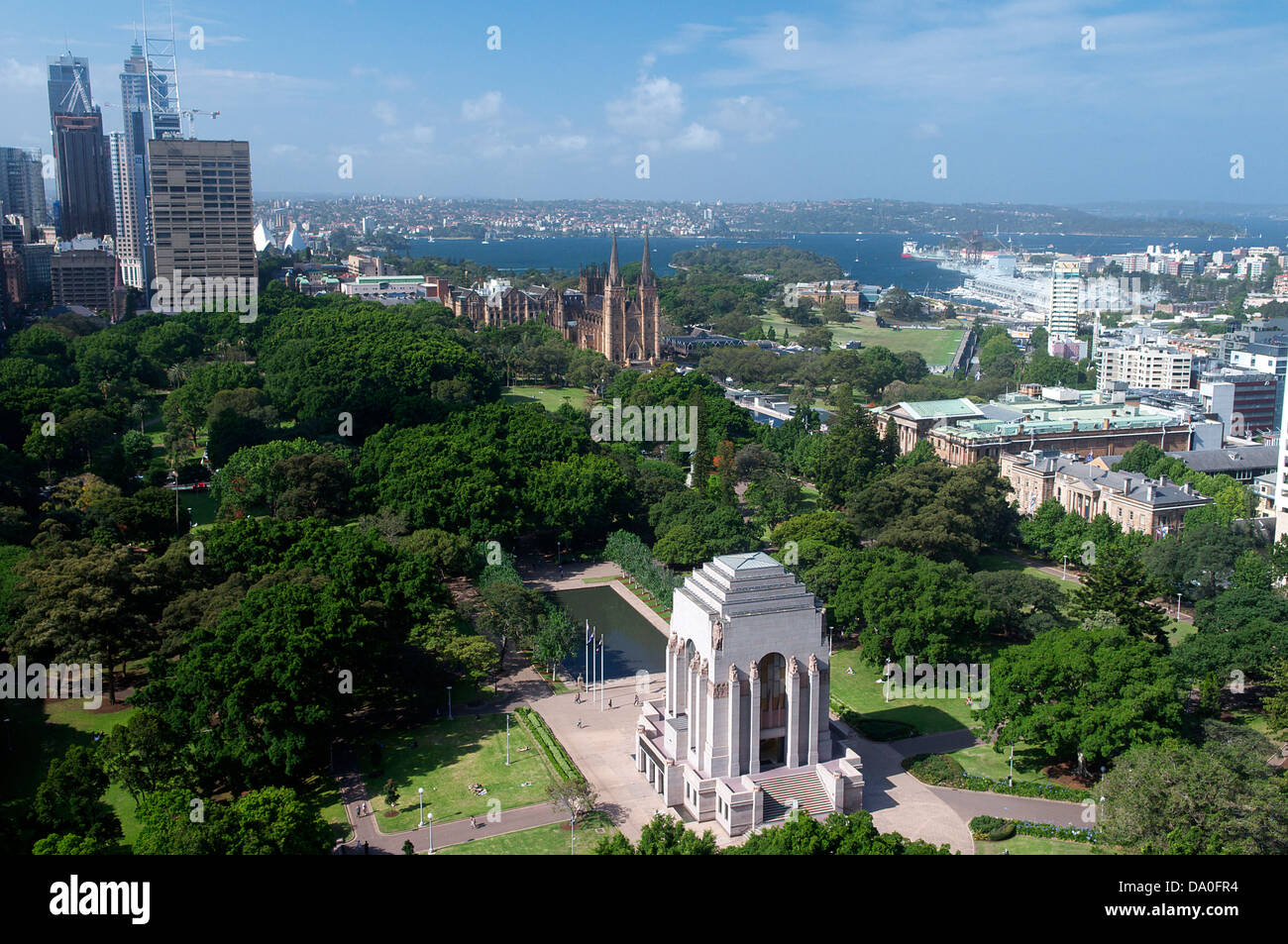 Aerial view Anzac War Memorial Hyde Park Sydney New South Wales ...