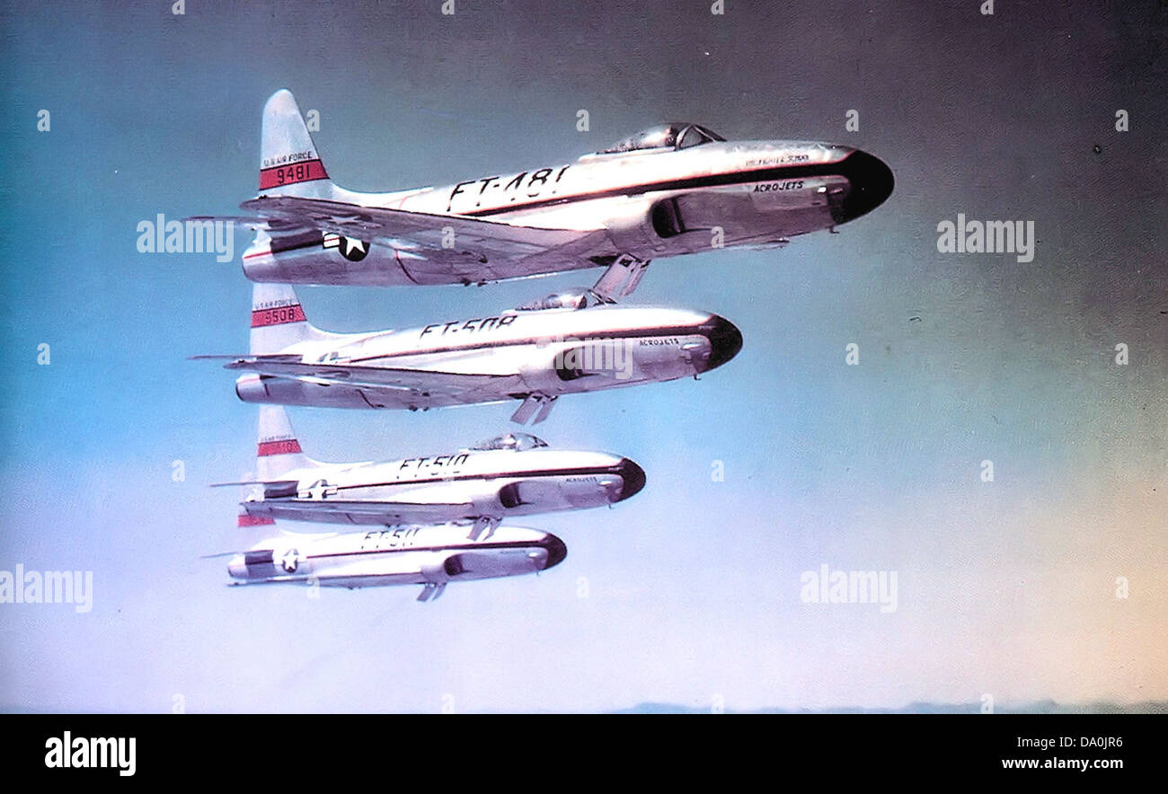 In 1950, the USAF Fighter School Acrojets demonstration team showcased ...