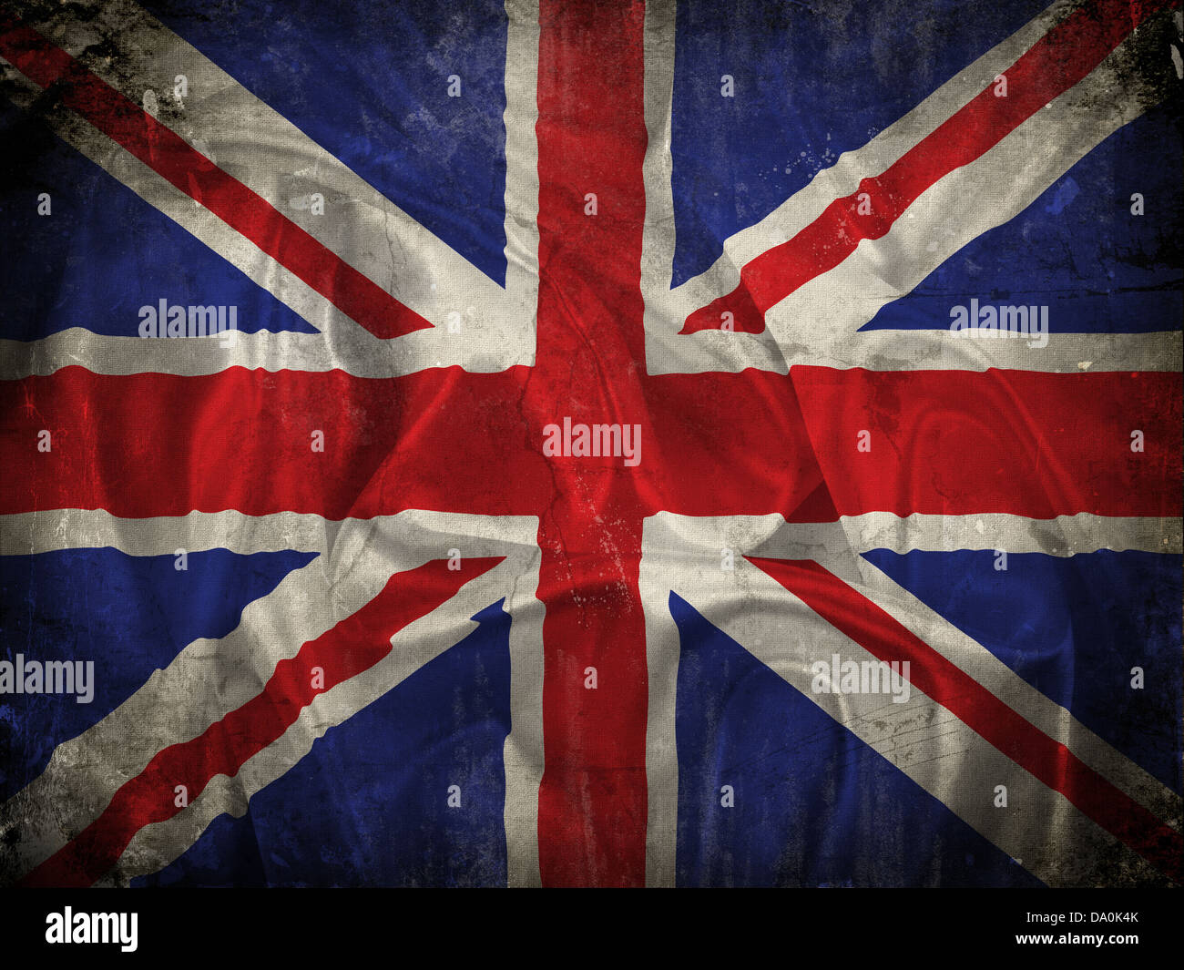 Grunge Union Jack flag background with splats, stains and creases Stock ...
