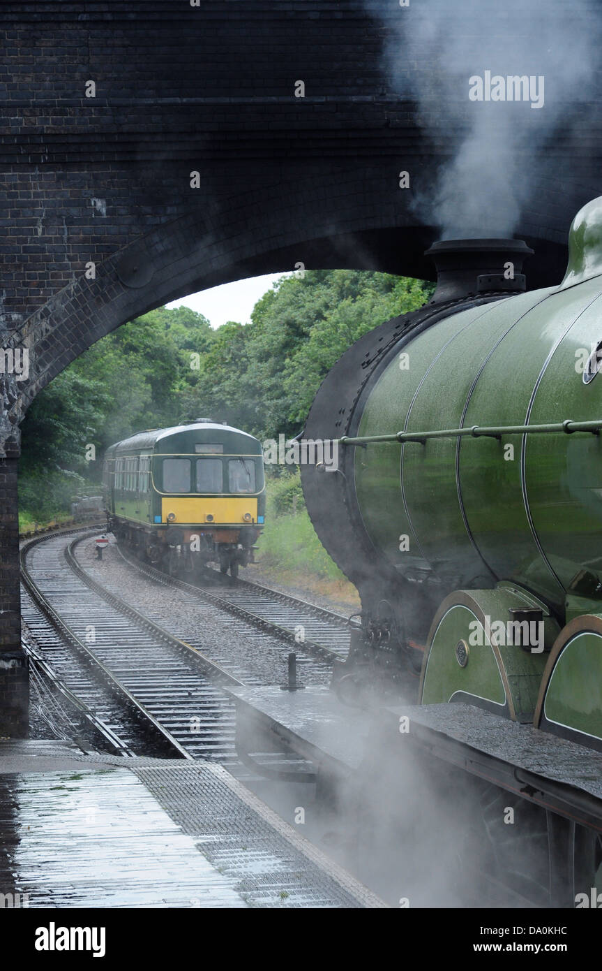 B12 class steam locomotive 8572 waits at Weybourne station as class 101 ...