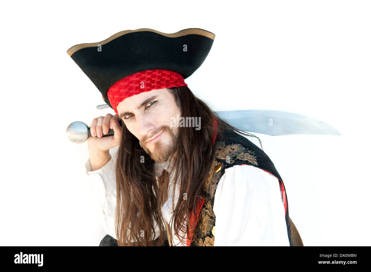 Pirate portrait on white background Stock Photo - Alamy