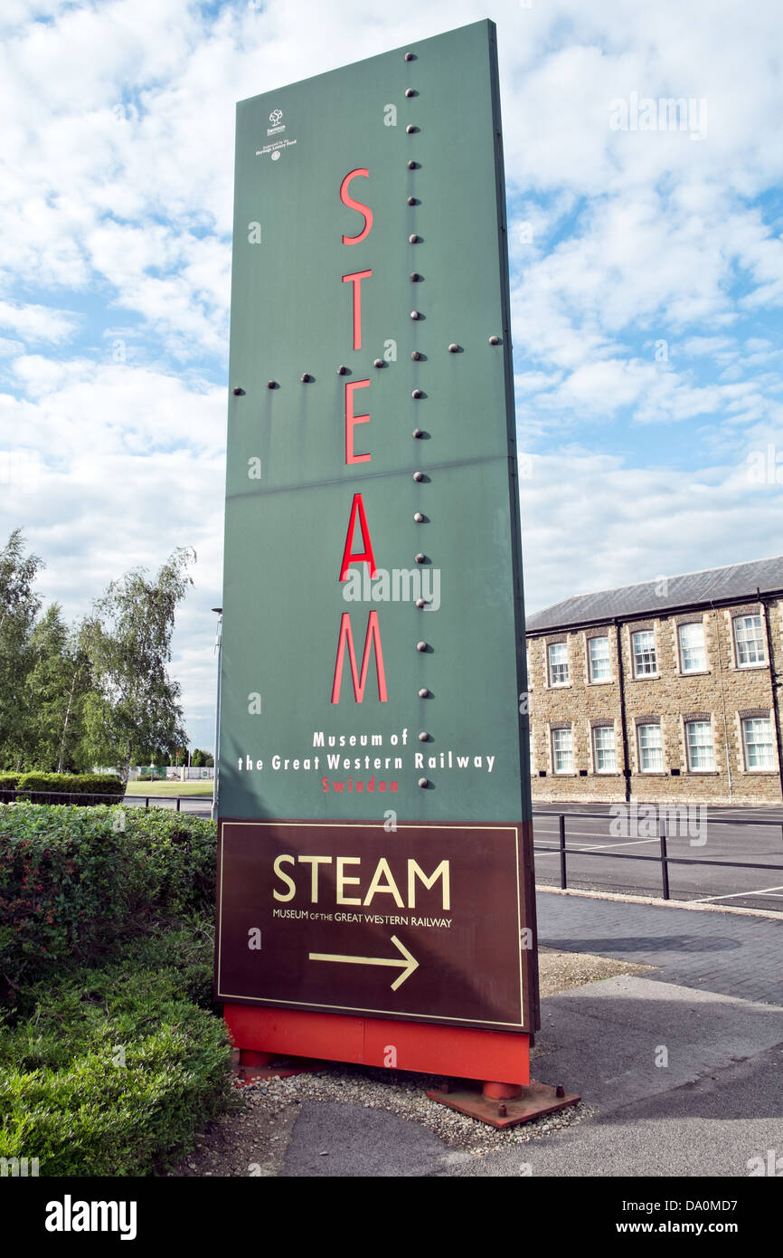 The pylon sign outside the Steam Museum of the Great Western Railway ...