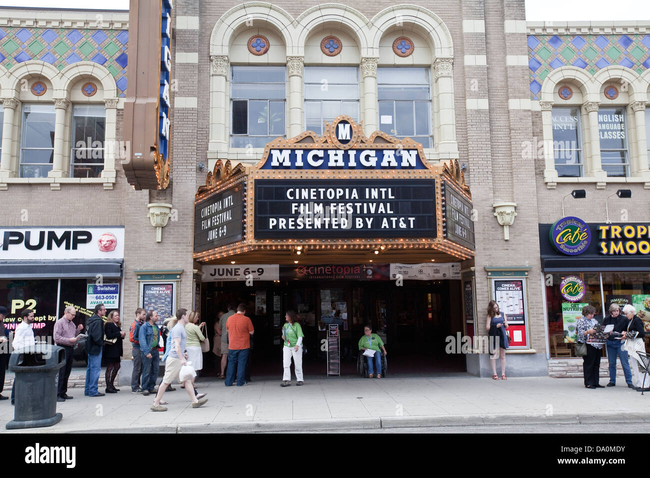 A line is forming outside an Ann Arbor (Mi) theatre for the Cinetopia ...